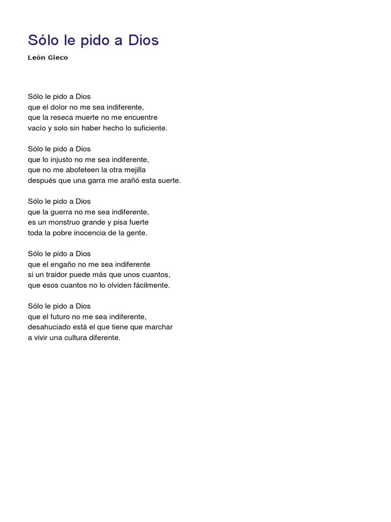Solo le pido a Dios: Letra y significado | PDF