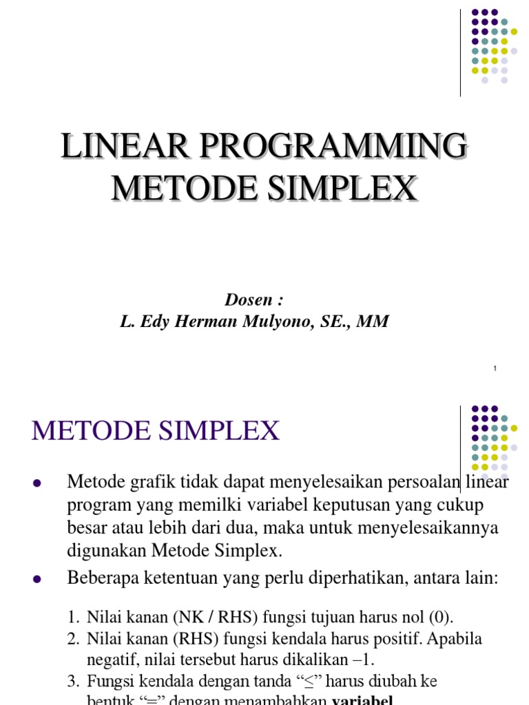 4 Linear Programming Metode Simplex | PDF