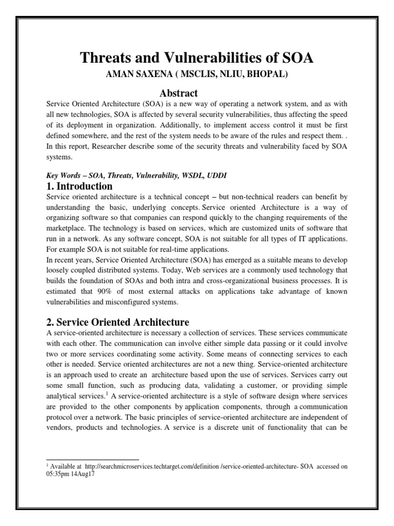 Threats And Vulnerability In Service Oriented Architecture Pdf Service Oriented Architecture 2114
