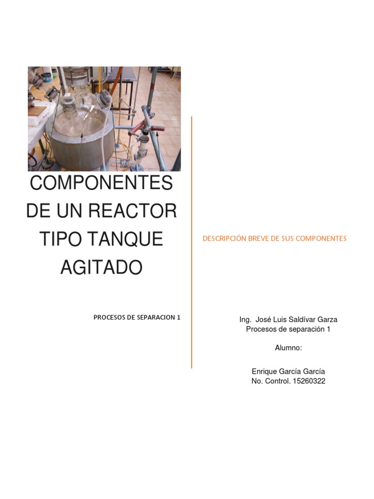 Componentes de Un Tanque Agitado | Motor a reacción | Tanques