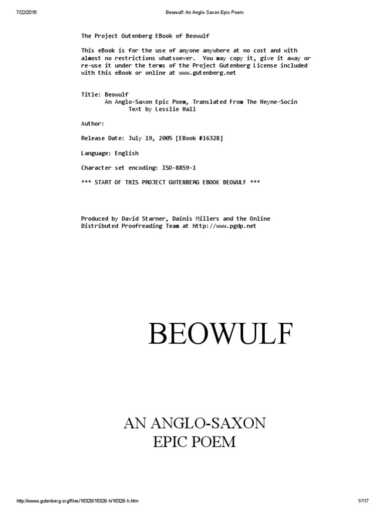 Beowulf_ An Anglo-Saxon Epic Poem.pdf | Beowulf | English Folklore