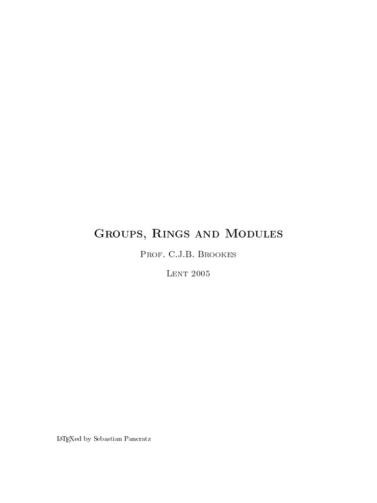 Groups, Rings and Modules Notes | PDF | Group (Mathematics) | Ring ...