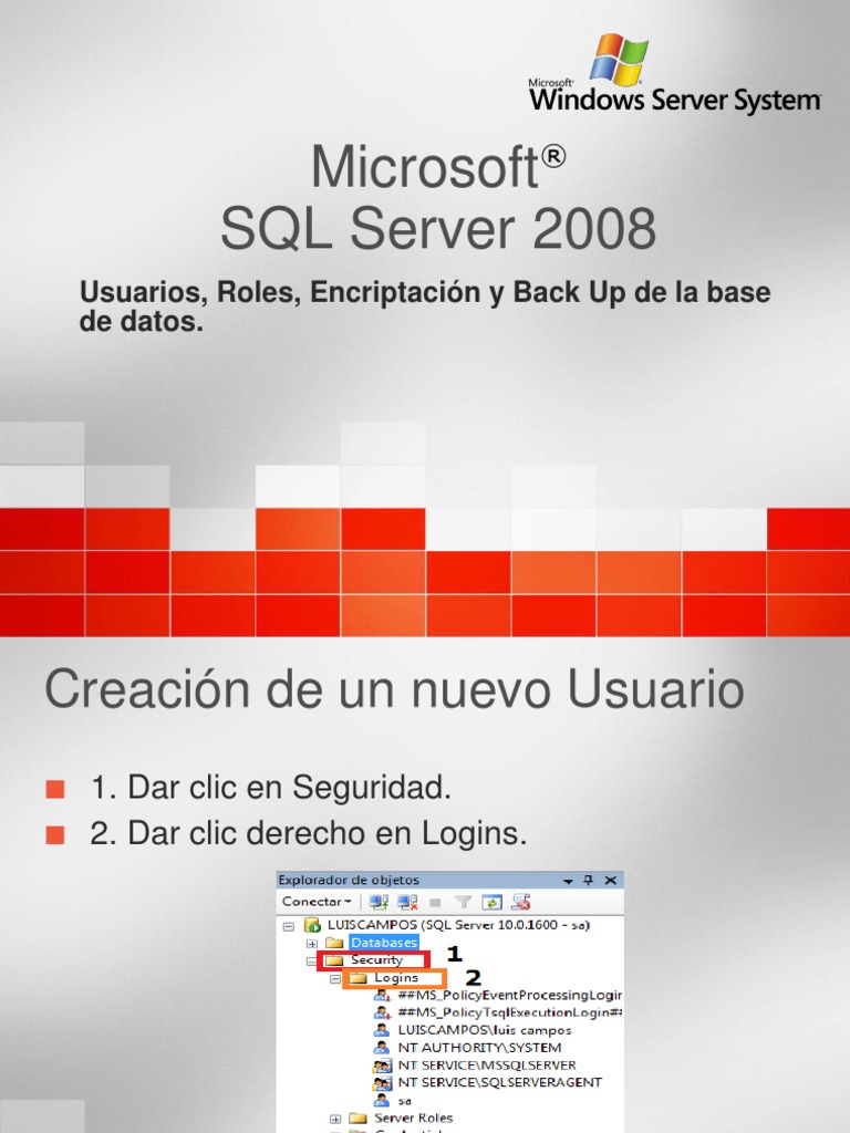 Usuarios, Roles SQL 2008 | Descargar gratis PDF | Servidor SQL de ...
