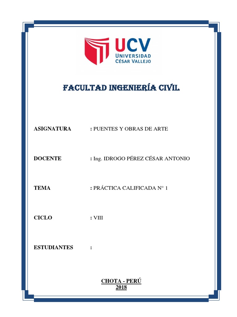 Portada para Práctica Calificada UCV | PDF