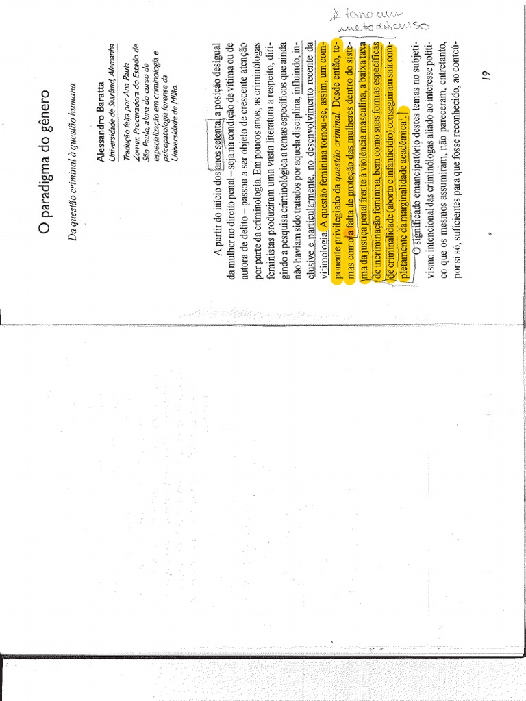 1999 Baratta, Alessandro. O Paradigma Do Gênero. | PDF