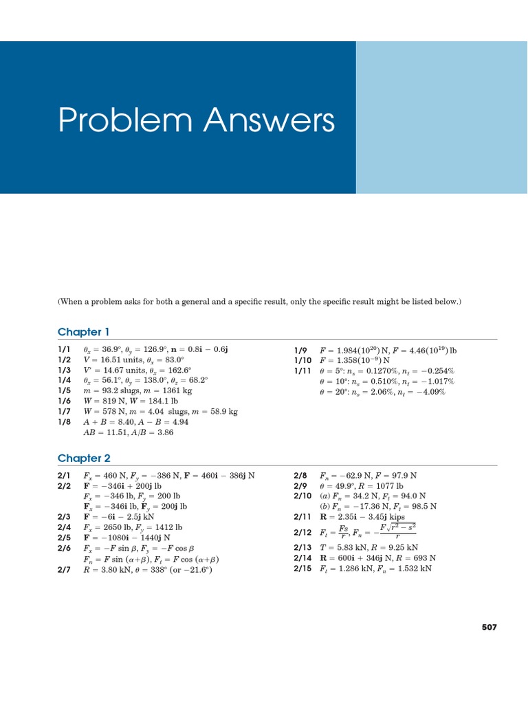 Statics Meriam Ed7 Answers | PDF | Teaching Mathematics