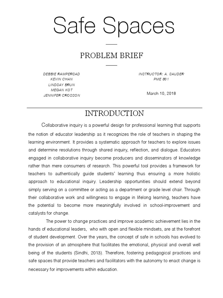 Problem Brief Pme 801 | PDF | Teachers | Learning