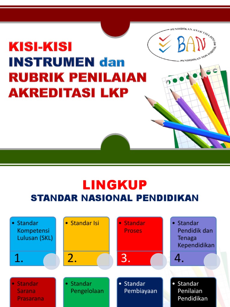 Kisi-Kisi, Instrumen, Rubrik Akreditasi LKP | PDF | Karier & Perkembangan | Seni