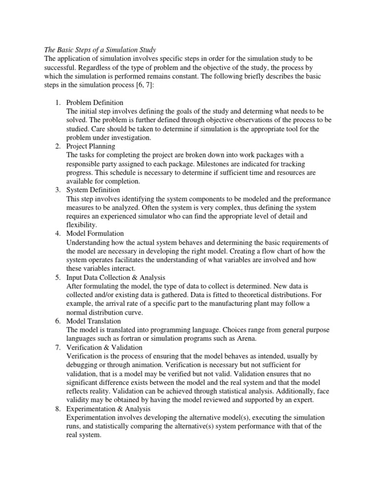 The Basic Steps of A Simulation Study | PDF | Simulation | System