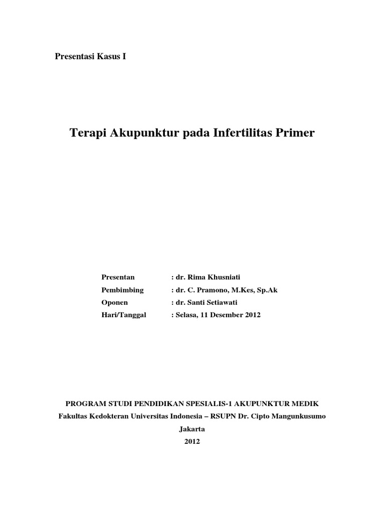PkI Terapi Akupunktur Pada Infertilitas Primer | PDF | Pengembangan ...