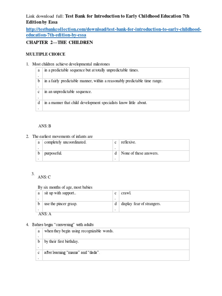 Early Childhood Education Test Bank | PDF | Foreign Language Studies ...