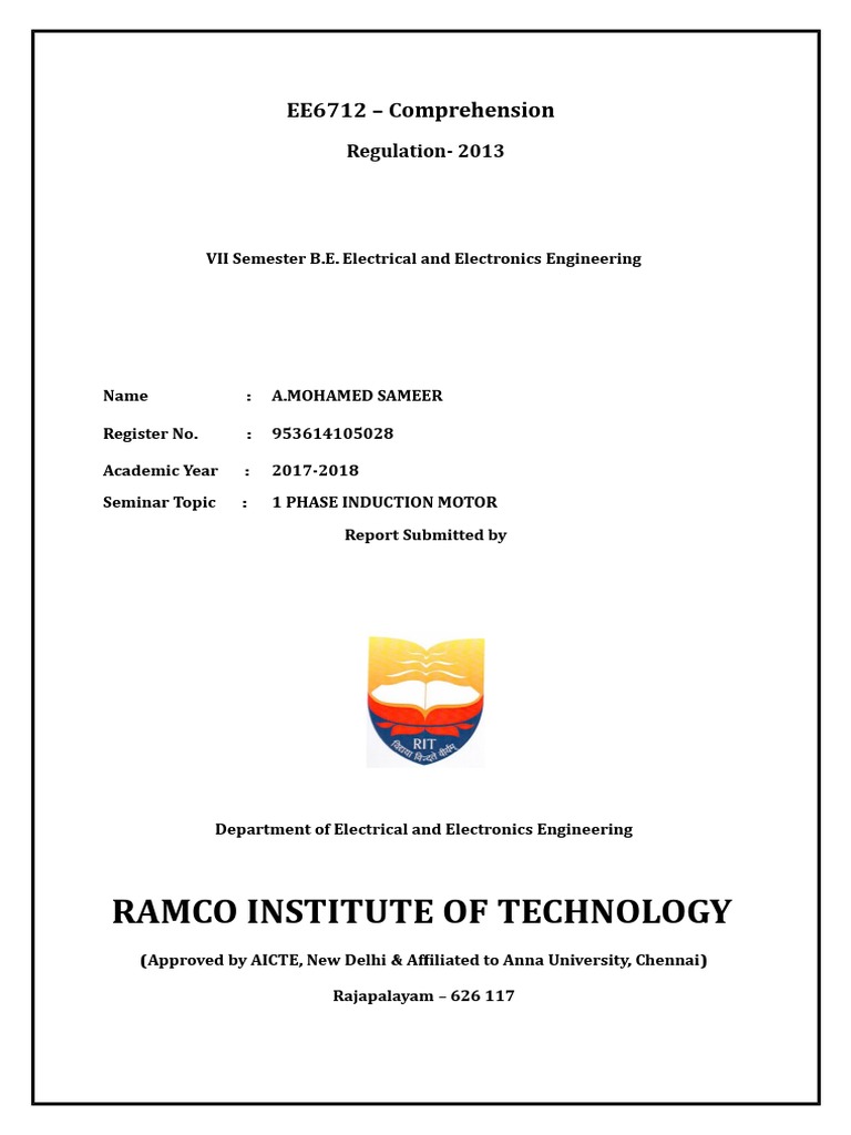 EE6712 Comprehension Front Page | PDF