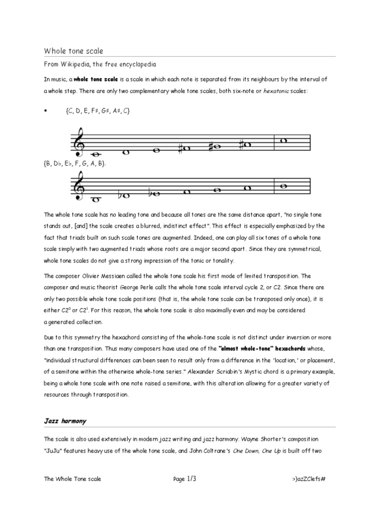 Whole Tone Scale | PDF | Elements Of Music | Music Theory