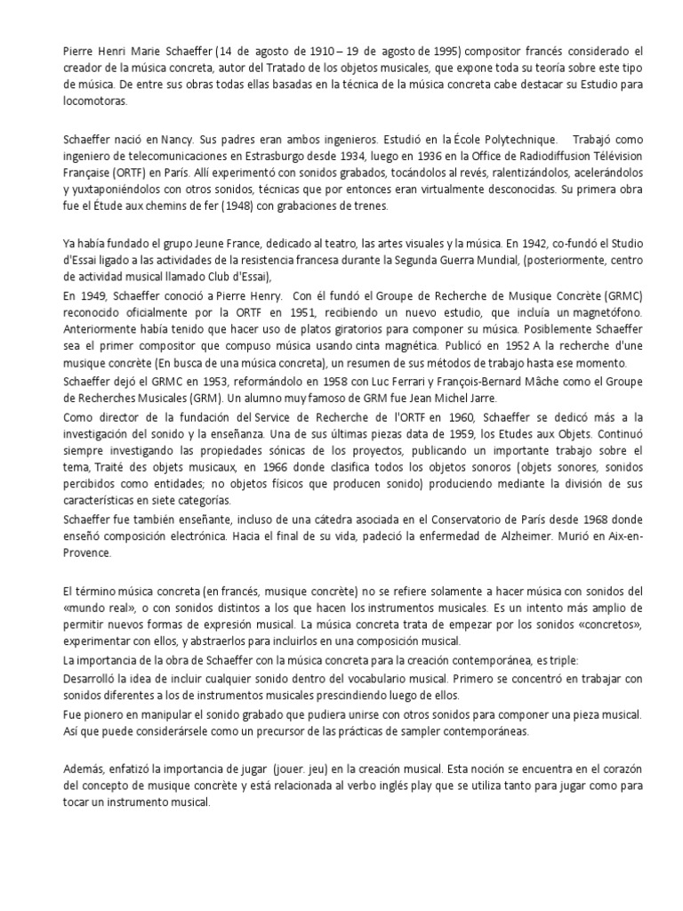 Pierre Schaeffer y la música concreta | PDF | Sonido | Ocio