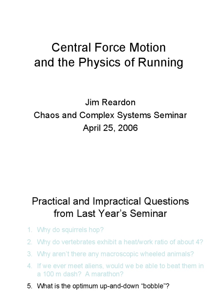 Central Force Motion PDF | PDF | Running | Force