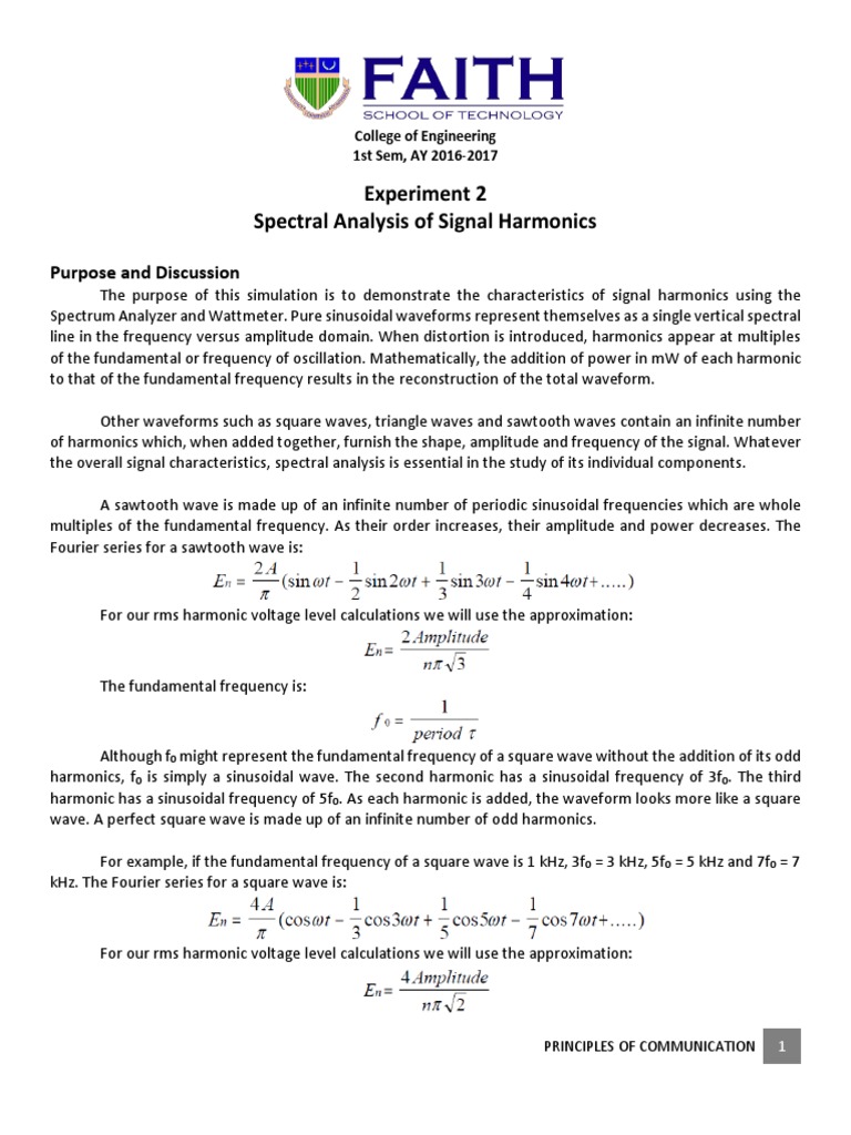 LabEx 2 Spectral Analysis of Signal Harmonics | Download Free PDF | Amplitude | Spectral Density