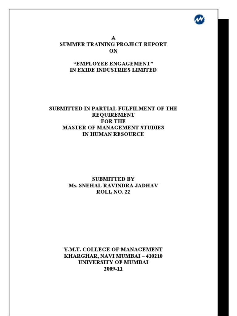 Exide Final Report | PDF | Industrial Relations | Employment