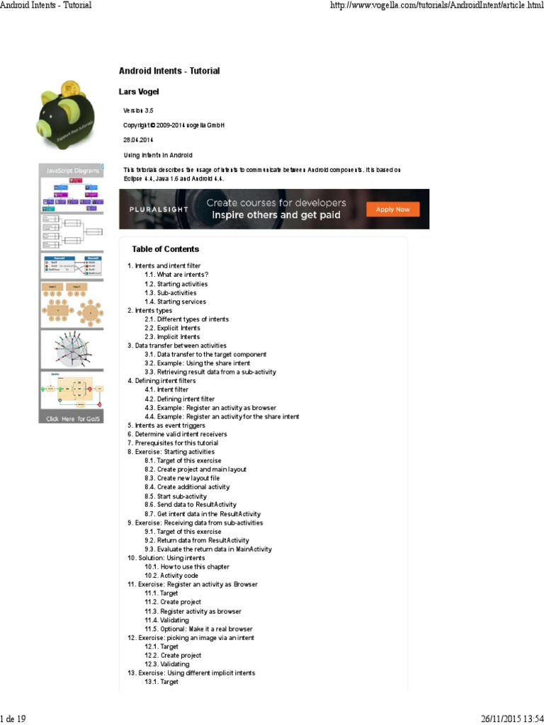 Android Intents - Tutorial | PDF | Method (Computer Programming) | Android (Operating System)