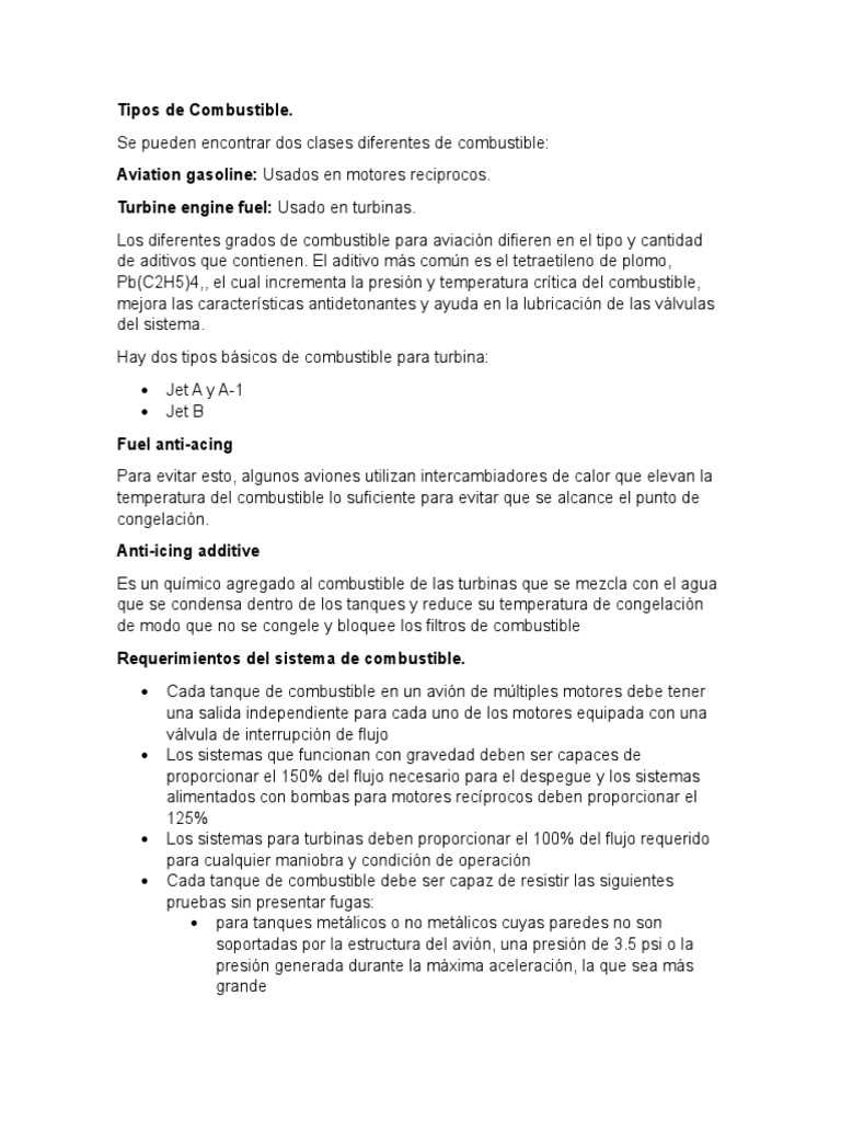 Resumen de Fuel System ATA 28 | PDF | Combustible para aviones | Tanques