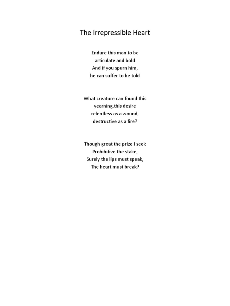 The Irrepressible Heart Poem | PDF | Law