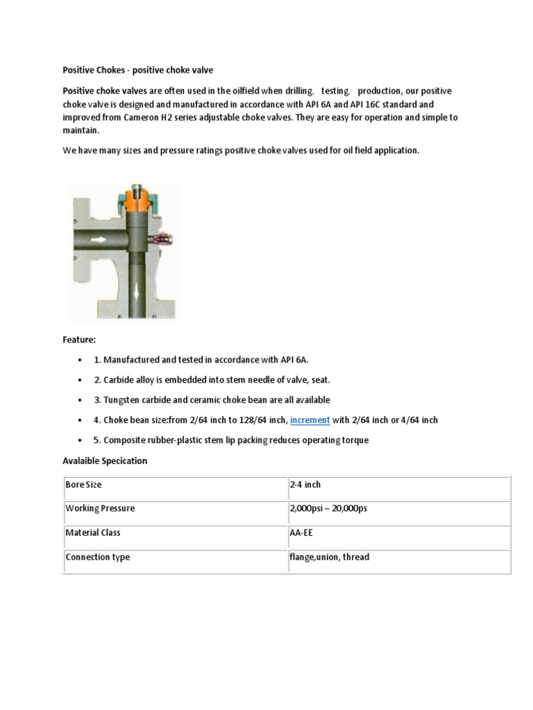 Positive Chokes - Positive Choke Valve Positive Choke Valves Are Often ...