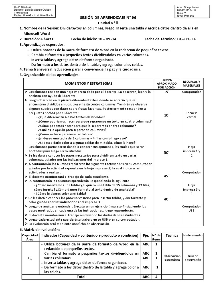 3 Textos en Columnas - Tablas | PDF | Tabla (base de datos) | Color