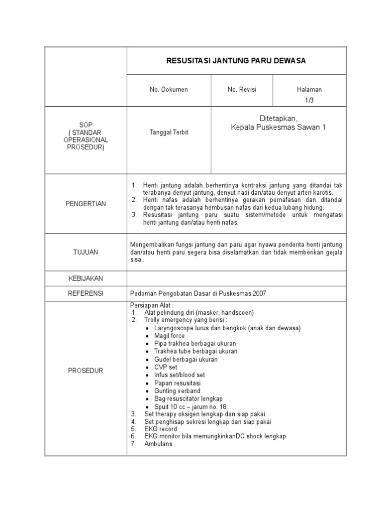 SOP RJP Dewasa | PDF