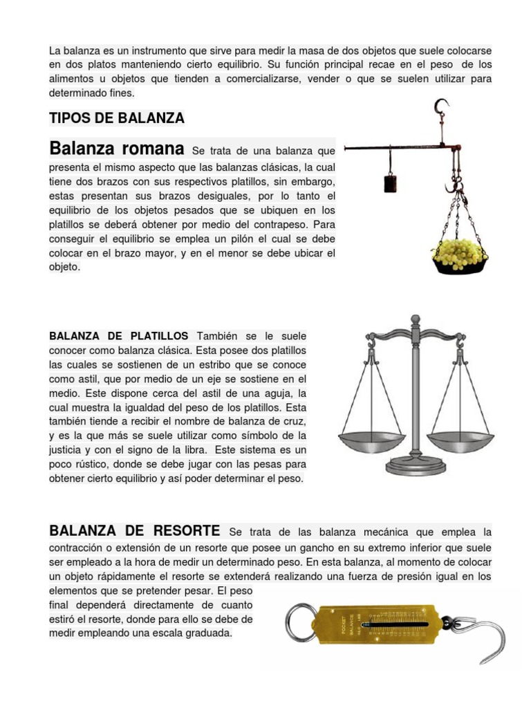Tipos de Balanzas y sus Nombres | PDF | Balanza | Peso