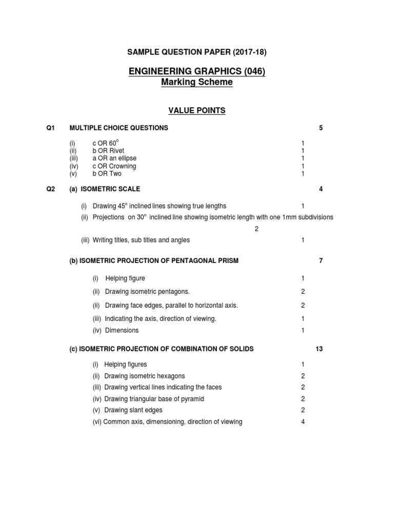 Engineering Graphics (046) Marking Scheme: Sample Question Paper (2017 ...