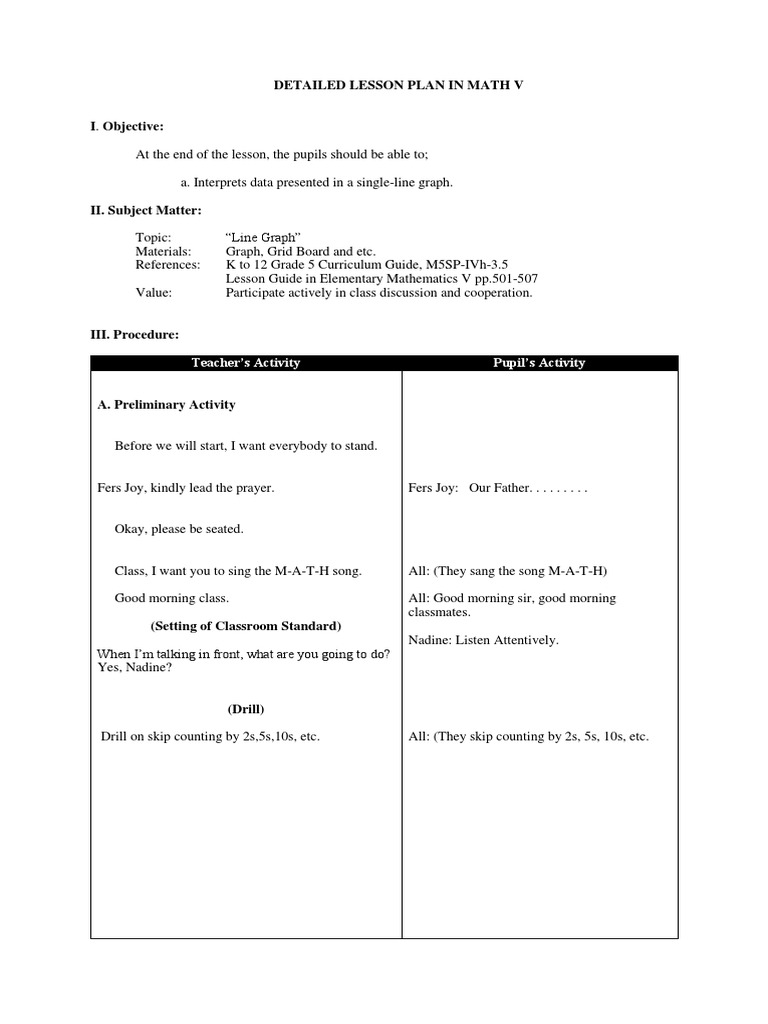 Lesson Plan Line Graph | PDF | Lesson Plan | Behavior Modification