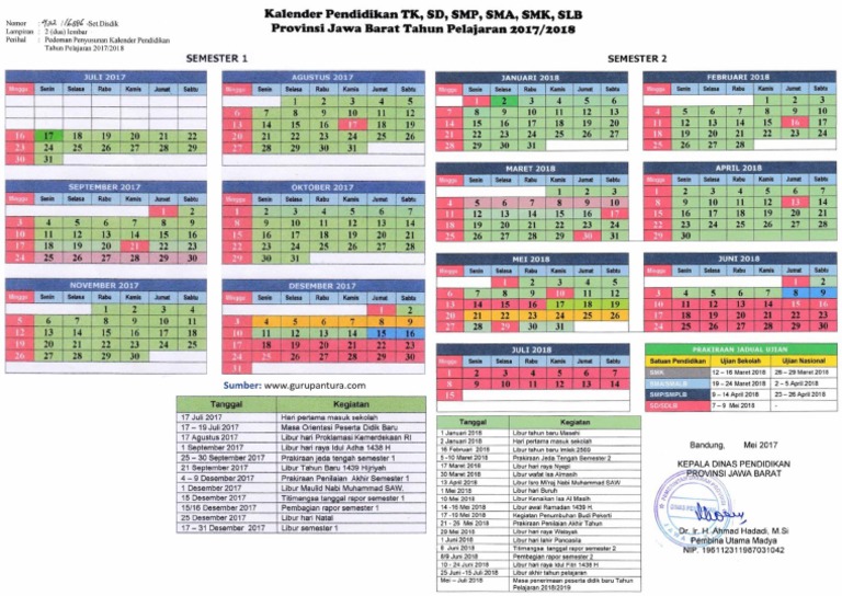 Kalender Pendidikan 2017-2018 Jawa Barat PDF | PDF