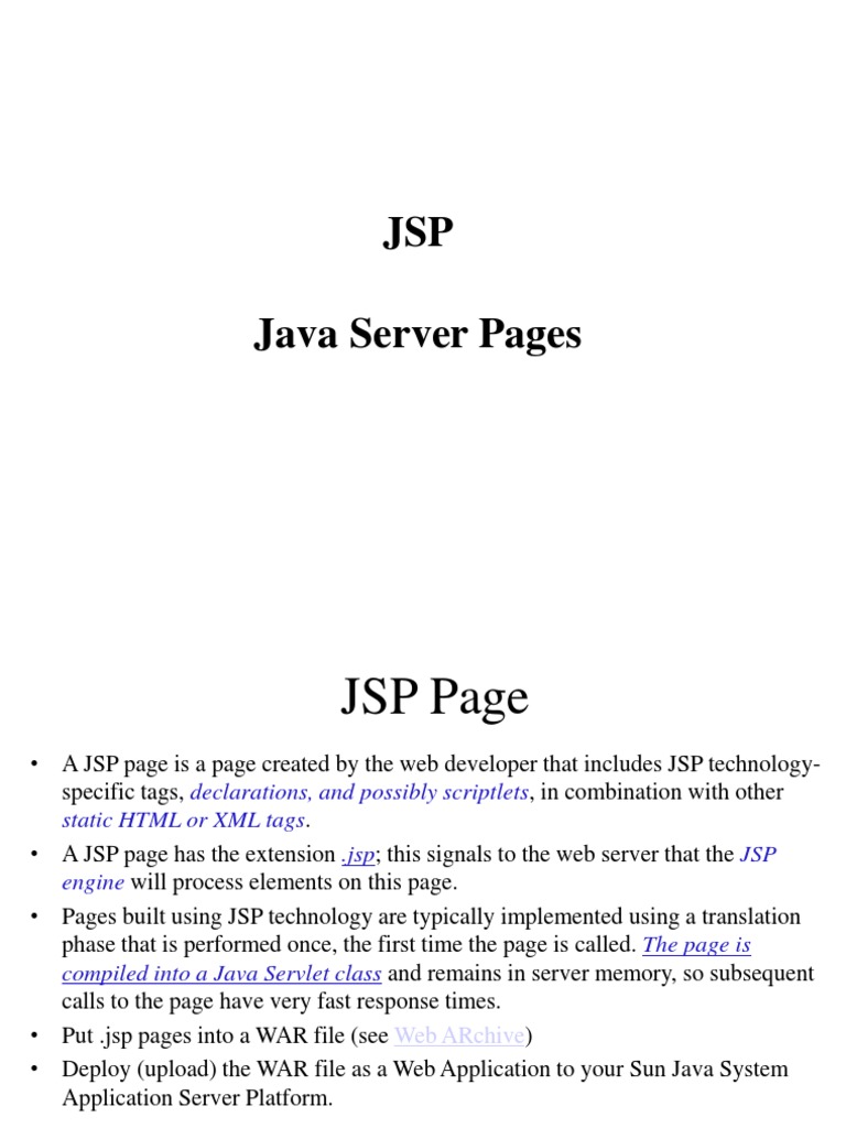 JSP | PDF | Java Server Pages | Java Servlet