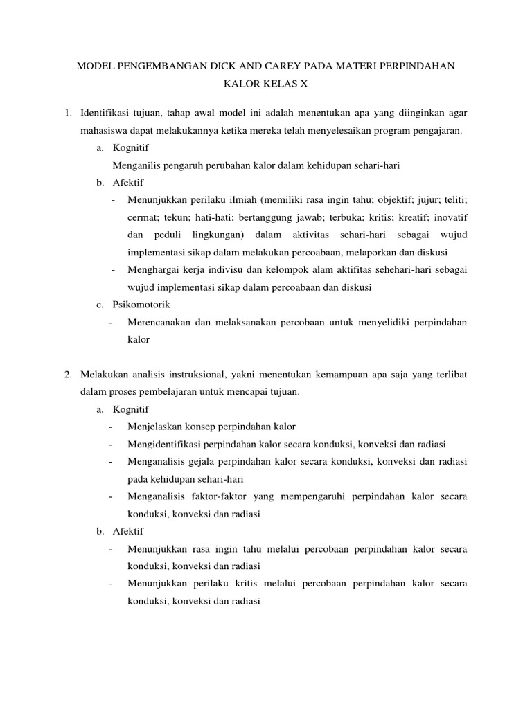 Model Pengembangan Dick and Carey Pada Materi Perpindahan Kalor Kelas X | PDF | Ilmu Sosial ...