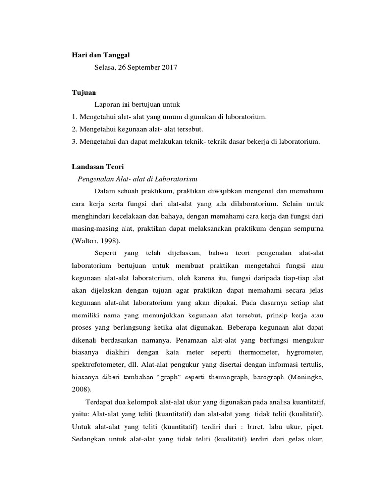 Pengenalan Alat Dan Teknik Dasar Laboratorium | PDF