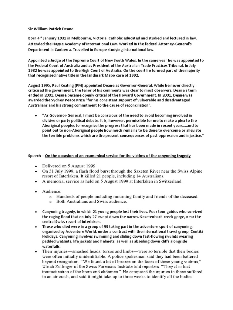 Sir William Patrick Deane | PDF | Australia | Government