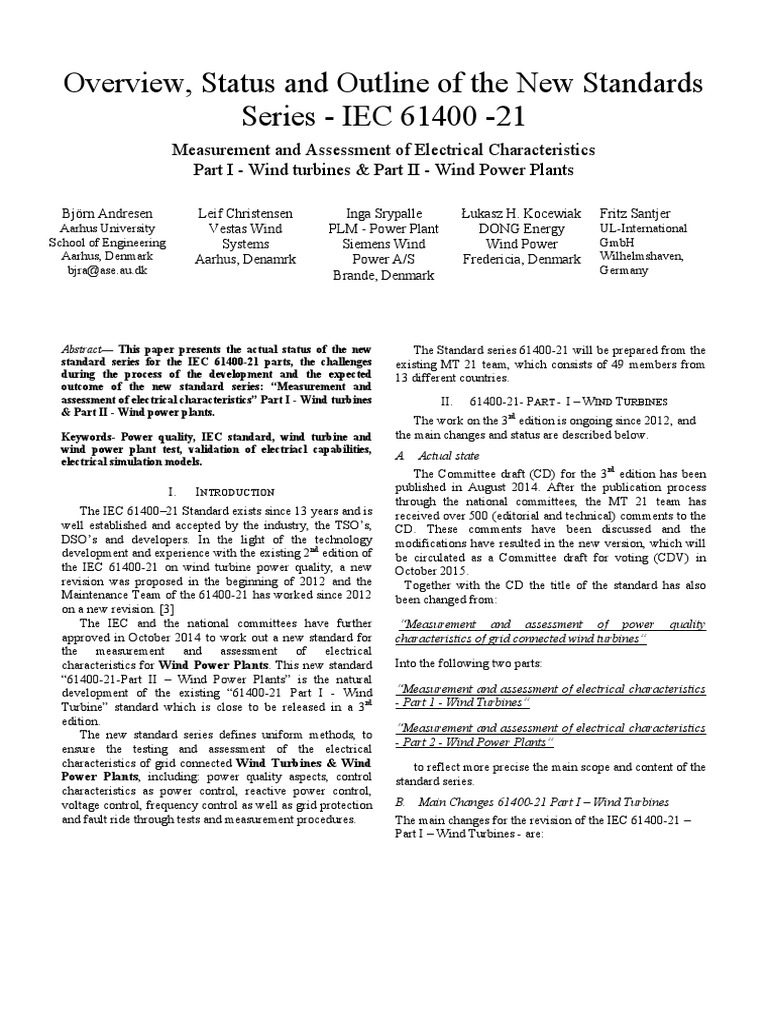 LKocewiak - 201510 - Overview, Status and Outline of The New Standards ...