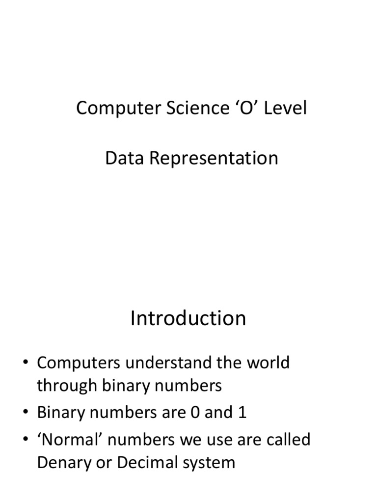 Computer Science O' Level Data Representation | PDF