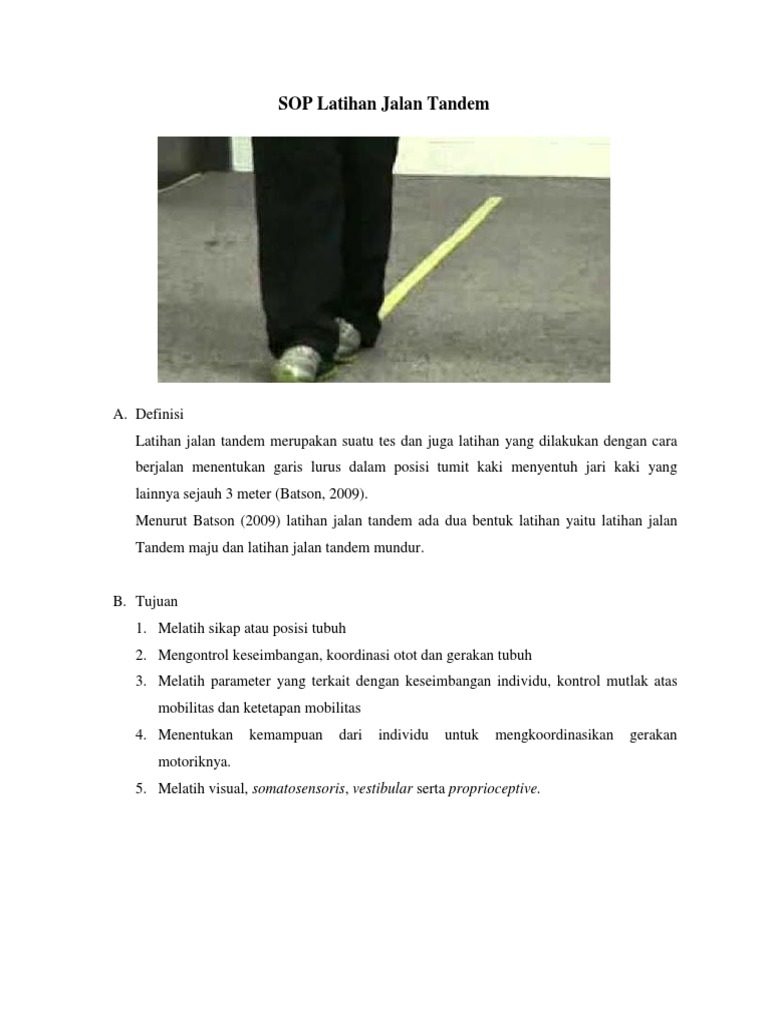 SOP Latihan Jalan Tandem untuk Keseimbangan | PDF | Pengembangan Diri ...