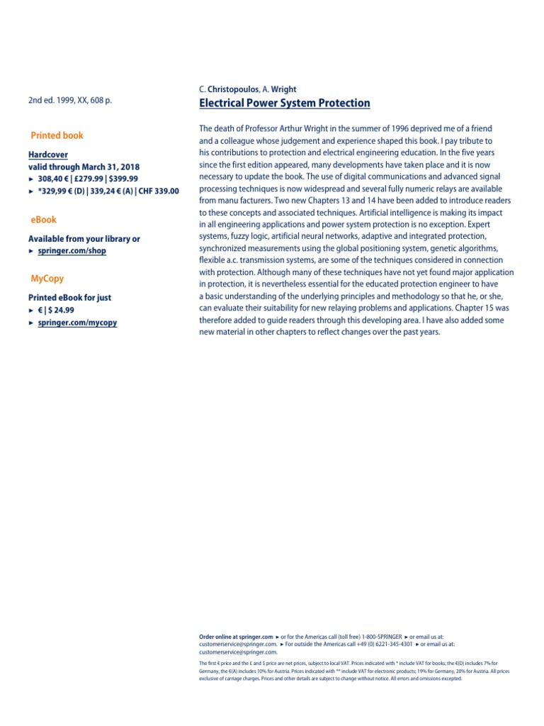 Electrical Power System Protection: Printed Book | PDF | Artificial ...