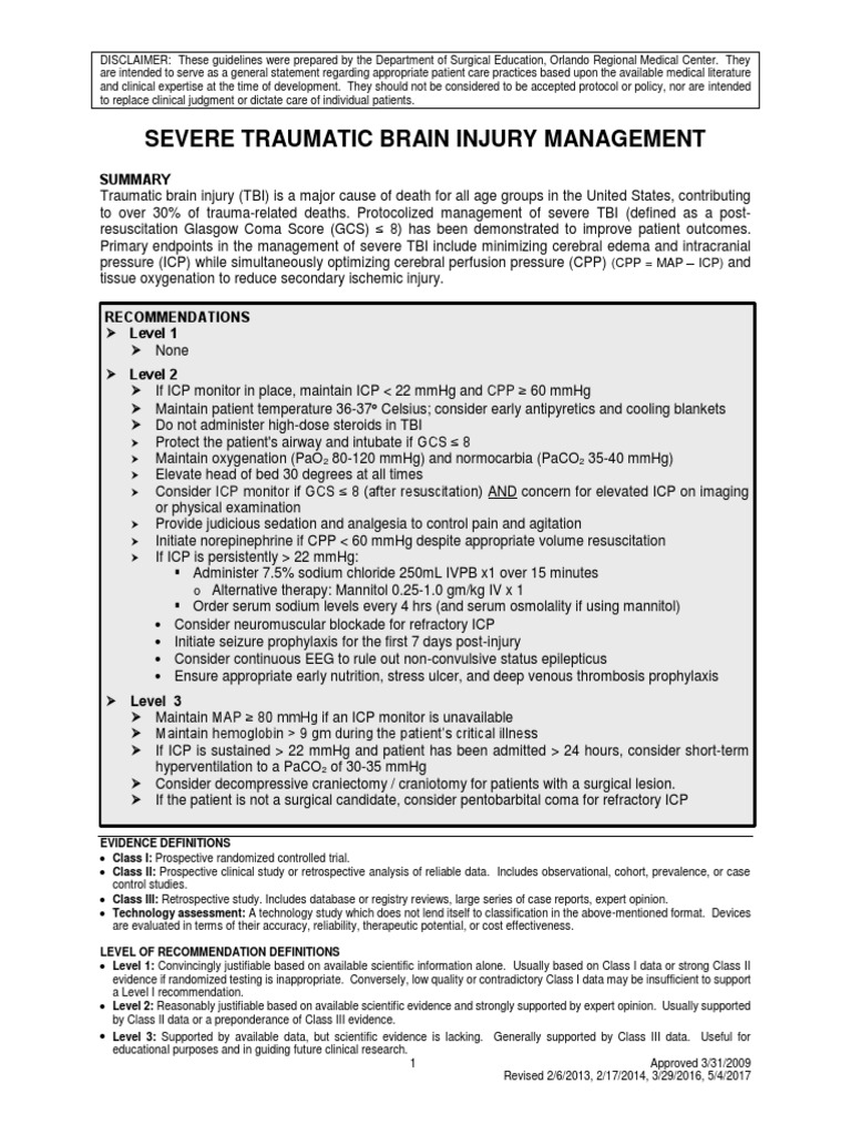 Severe TBI 2017 | Download Free PDF | Traumatic Brain Injury | Medicine