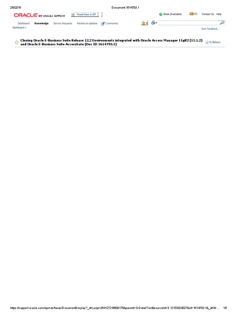 Document 1614793 Cloning Oracle E Business Suite Release 12 2 Environments Integrated With