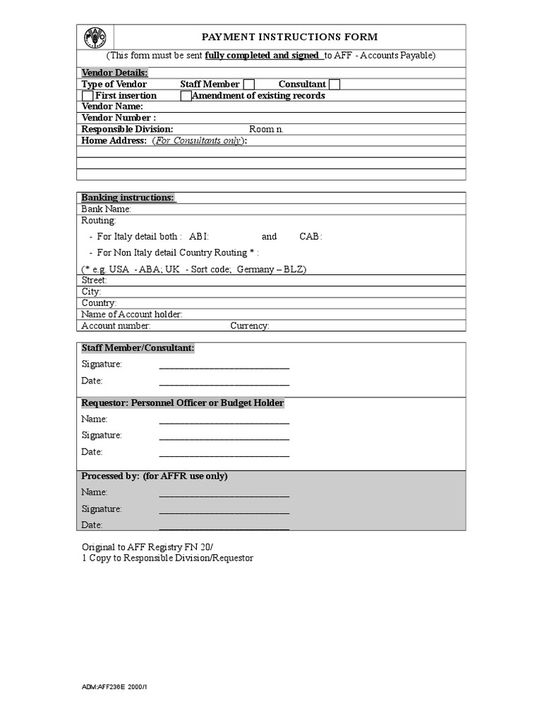 Payment Instructions Form | PDF | Financial Technology | Finance ...