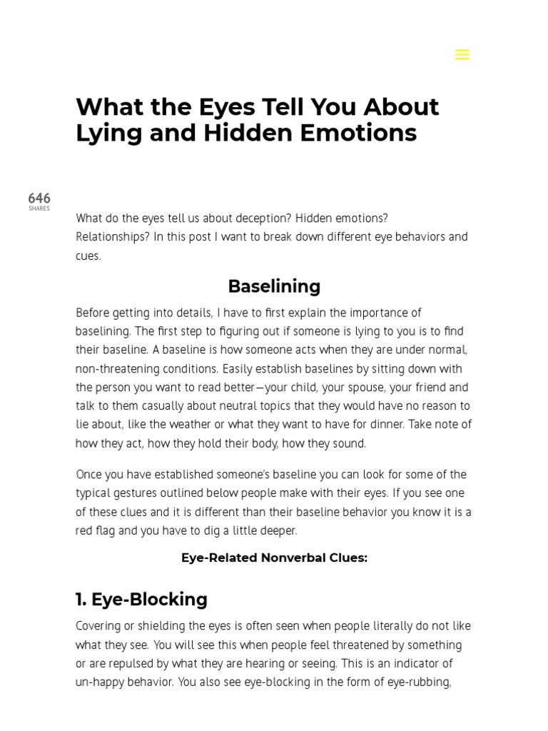 What The Eyes Tell You About Lying and Hidden Emotions - Science of ...