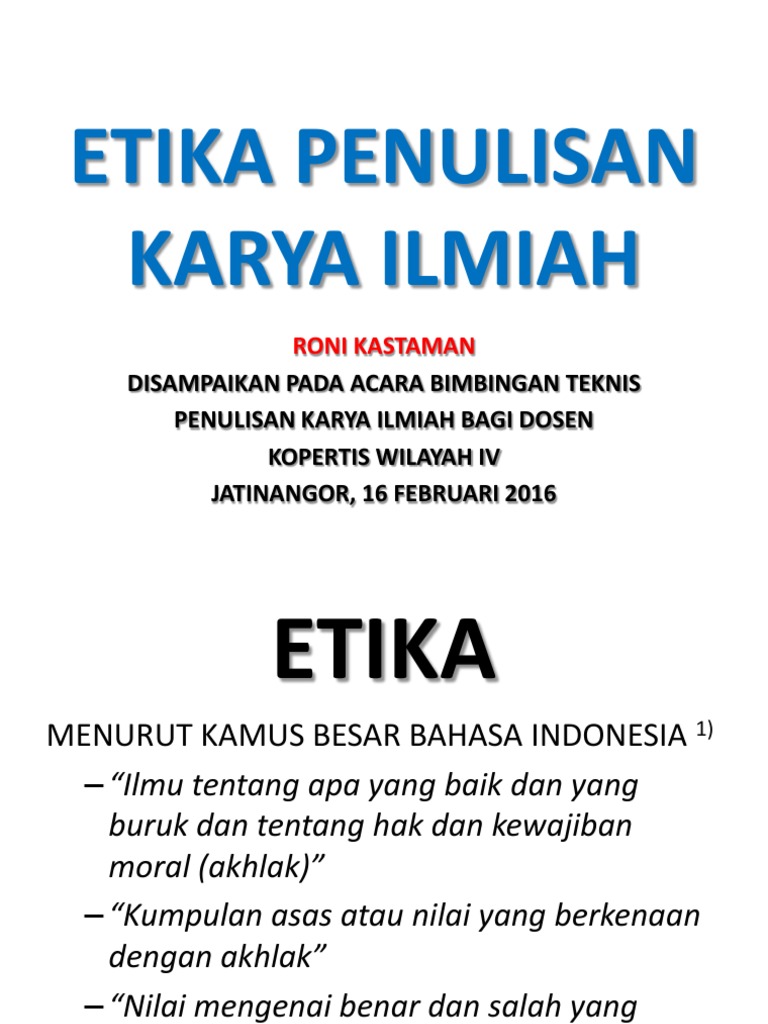 Etika Penulisan Karya Ilmiah | PDF