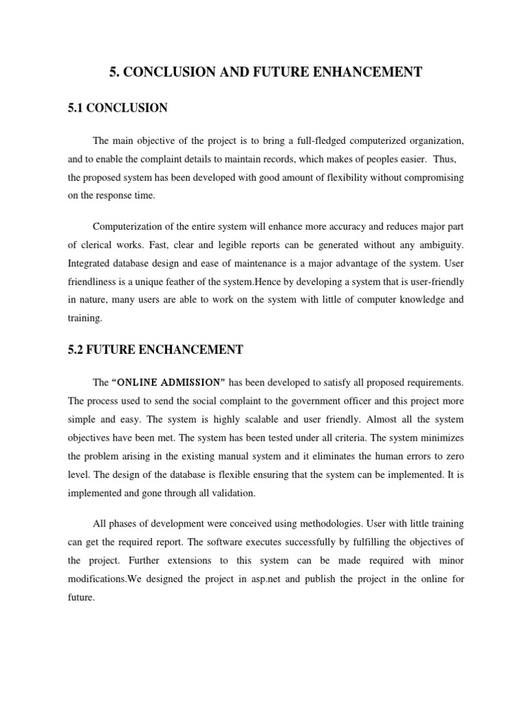 Conclusion and Future Enhancement | PDF | Usability | Computer Programming