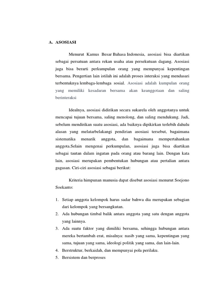 Pengertian dan Contoh Asosiasi | PDF | Karier & Perkembangan | Politik