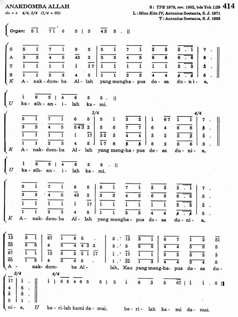 Anak Domba Allah (Misa Kita IV) | PDF