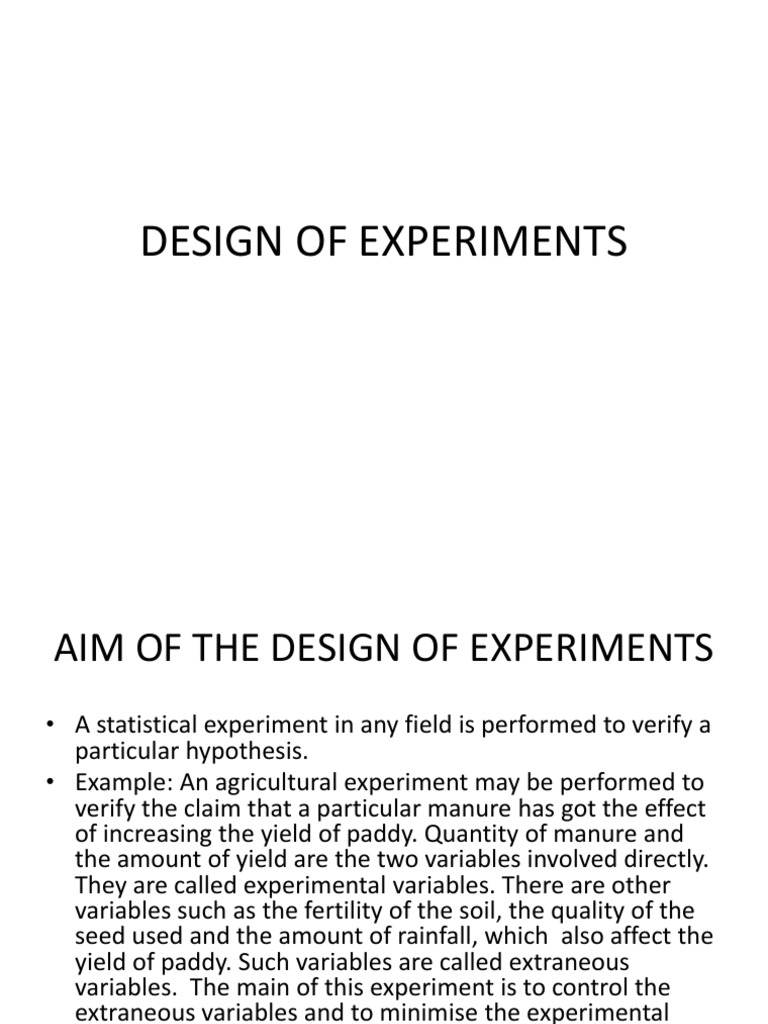 Design of Experiments | PDF | Experiment | Design Of Experiments