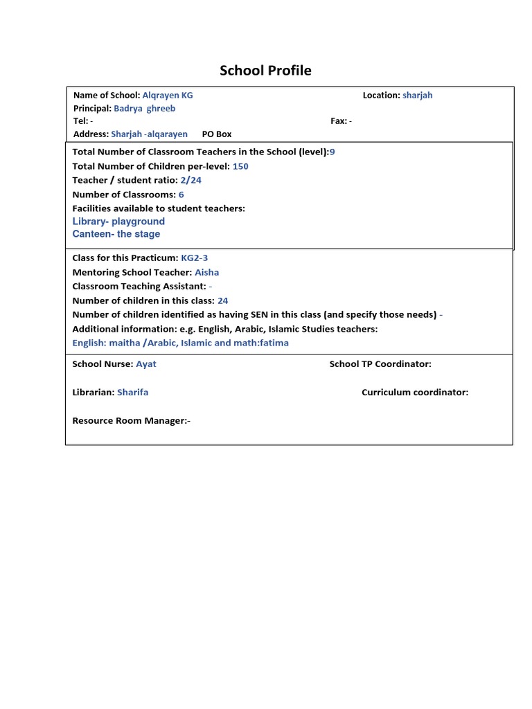 School Profile | PDF | Teachers | Learning