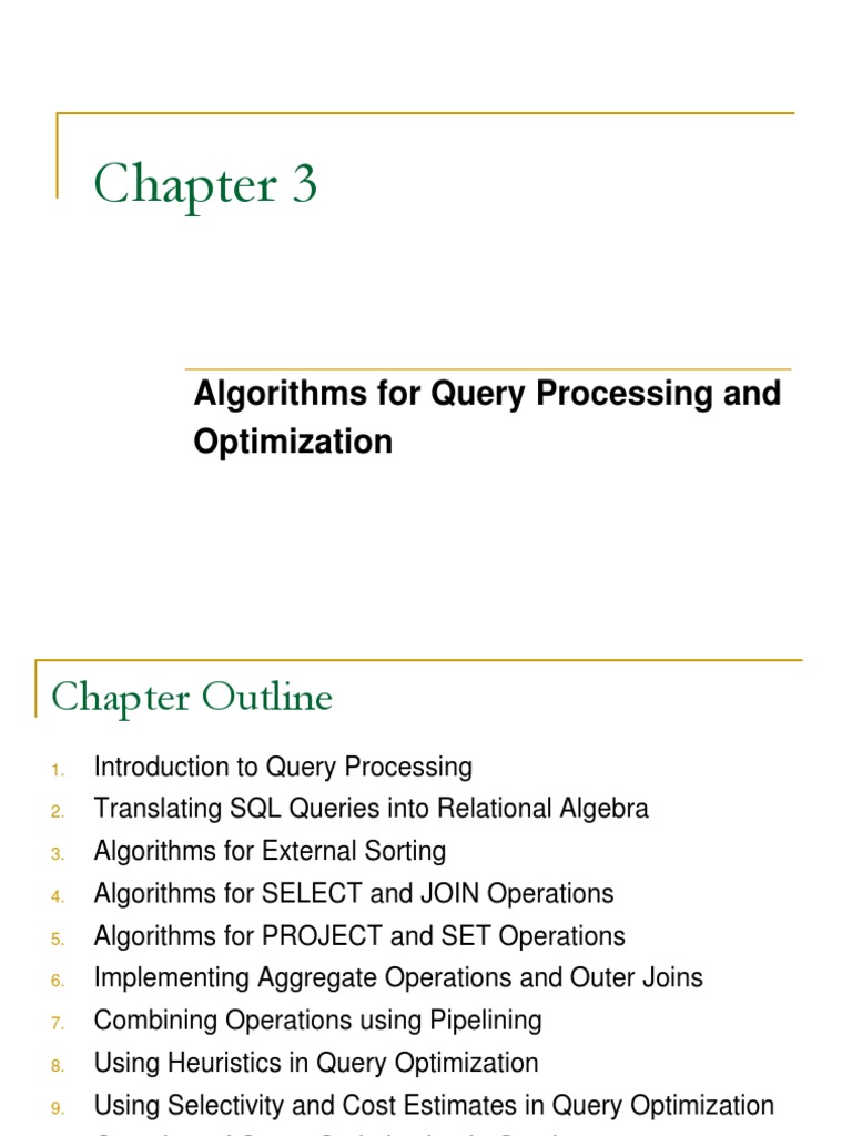 Chapter - 3 Algorithms For Query Processing and Optimization PDF | PDF ...